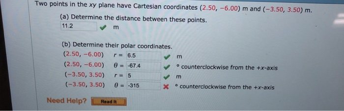 Solved Two Points In The Xy Plane Have Cartesian Coordinates 