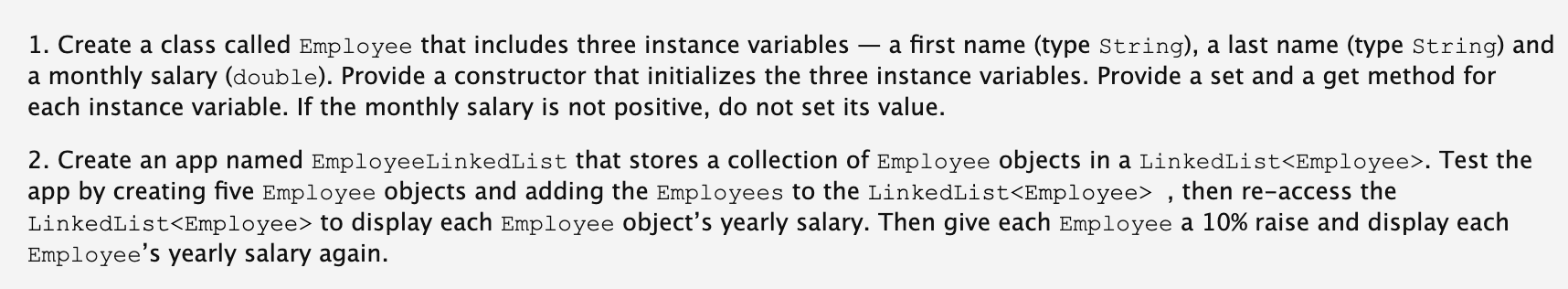 a first name (type String), a last name (type String) | Chegg.com