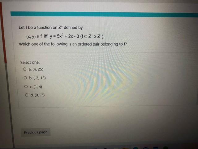 Solved Let f be a function on Z+defined by (x,y)∈f iff | Chegg.com