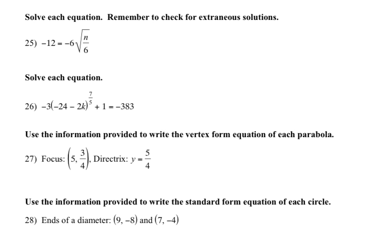 Solved Solve each equation. Remember to check for extraneous | Chegg.com