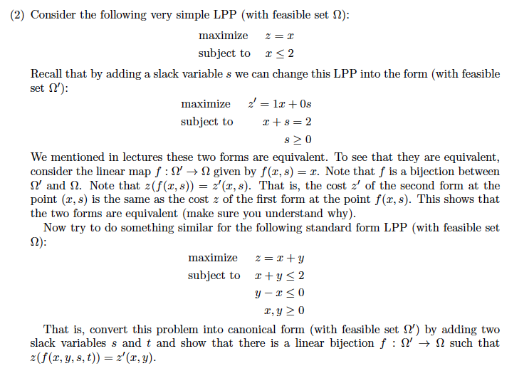 Solved (2) Consider the following very simple LPP (with | Chegg.com