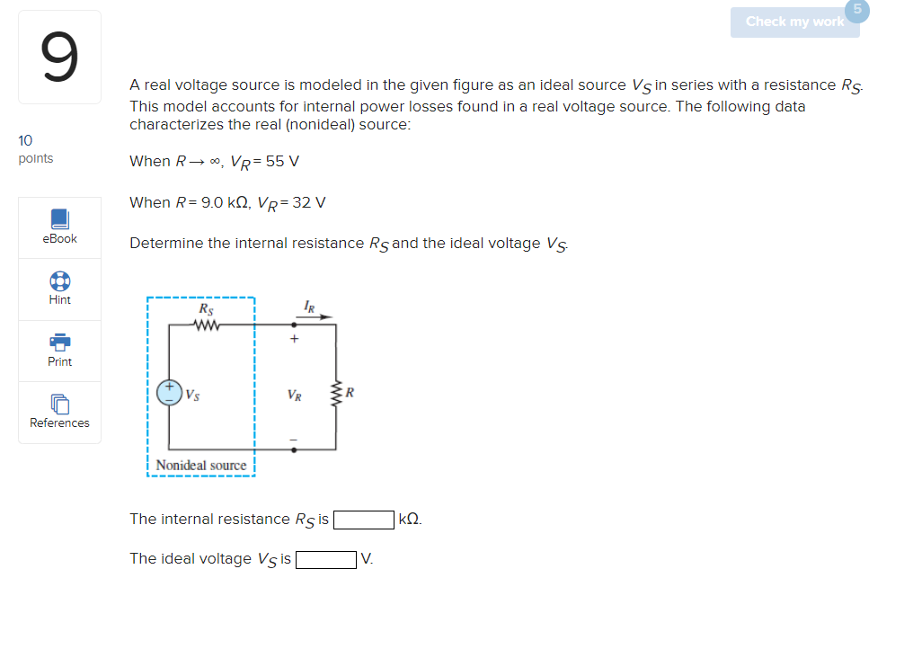 Solved A real voltage source is modeled in the given figure | Chegg.com
