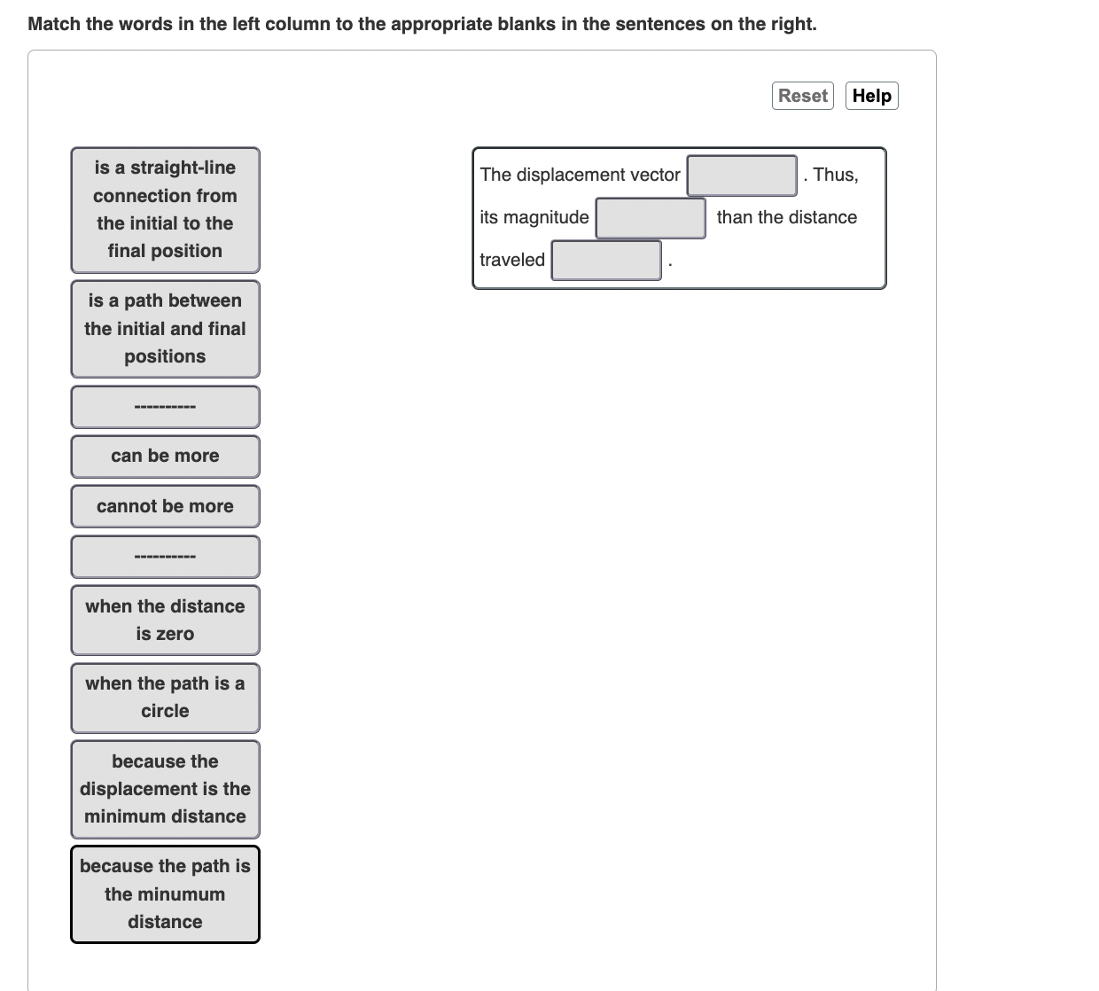 Solved Match the words in the left column to the appropriate | Chegg.com