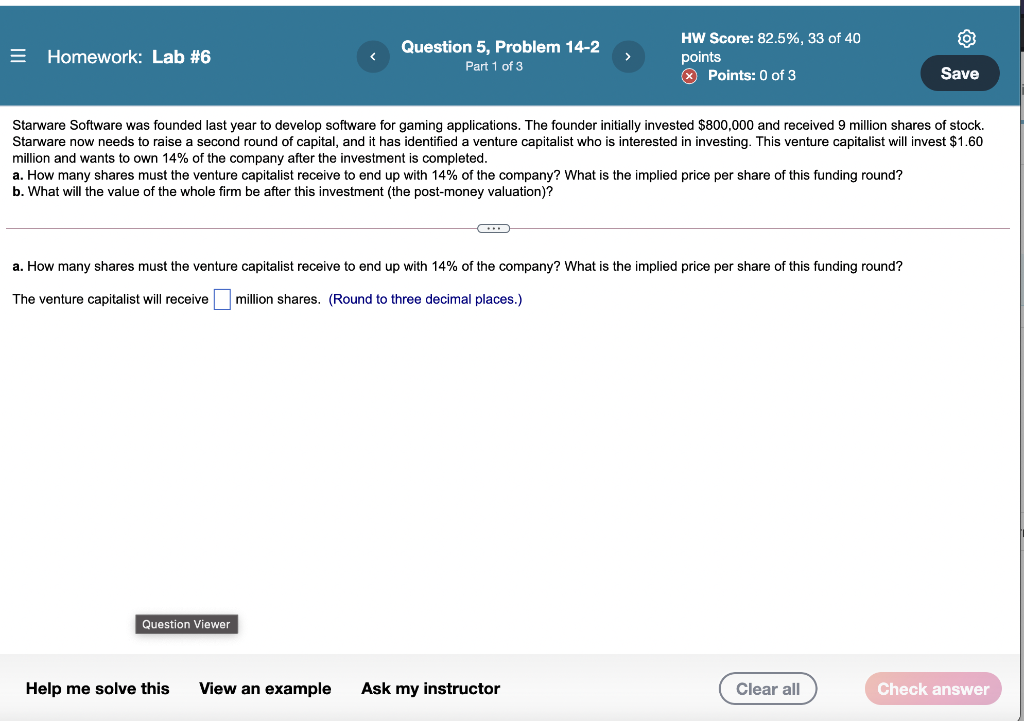 Solved O = Homework: Lab #6 Question 5, Problem 14-2 Part 1 | Chegg.com