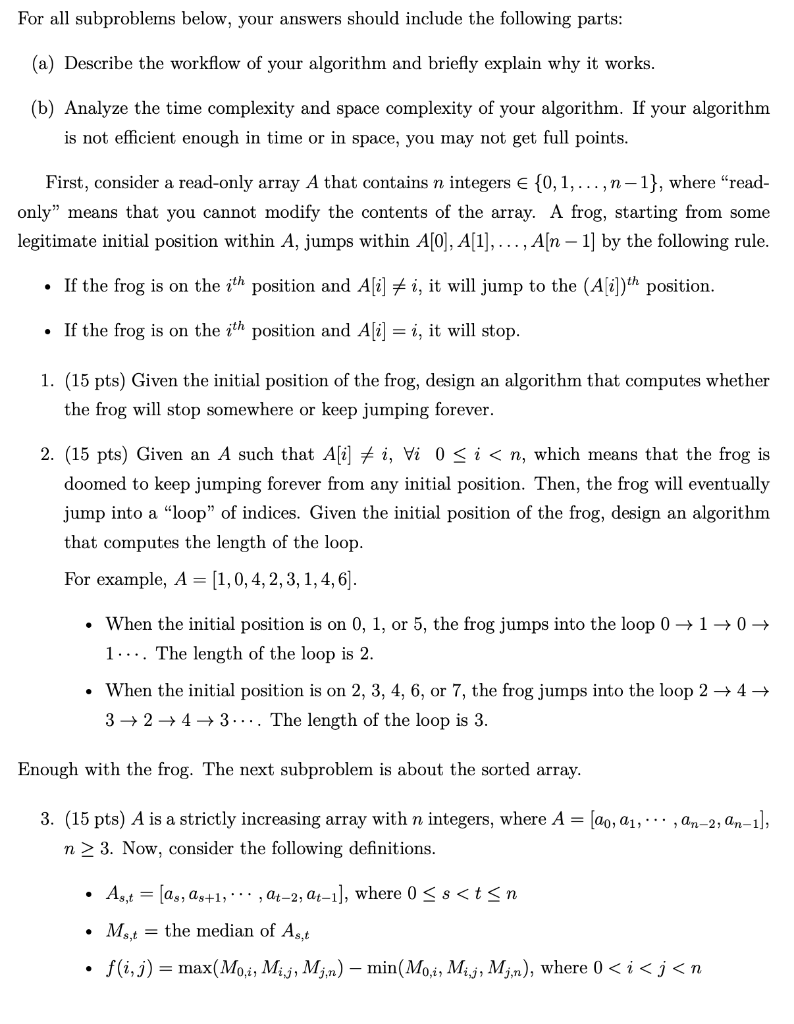 Solved For all subproblems below, your answers should | Chegg.com