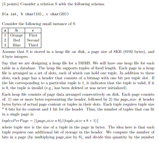 Solved (3 points) Consider a relation S with the following | Chegg.com