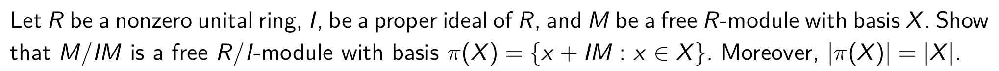 Solved Let R be a nonzero unital ring, I, be a proper ideal | Chegg.com