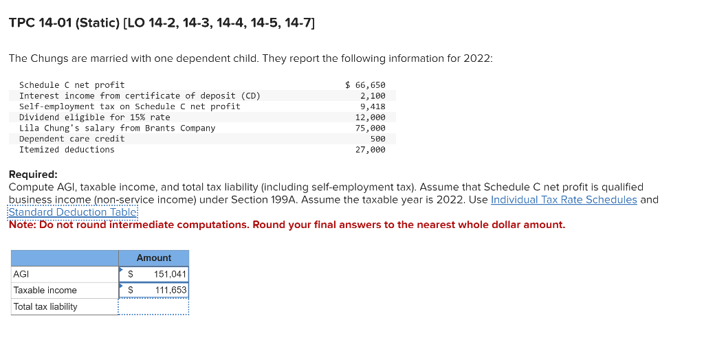 TPC 14-01 (Static) [LO 14-2, 14-3, 14-4, 14-5, 14-7] | Chegg.com