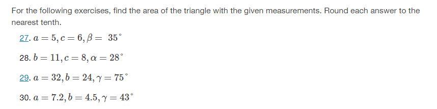 Solved For the following exercises, find the area of the | Chegg.com