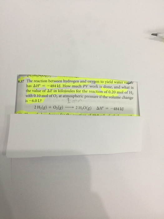 Solved 9.57 The reaction between hydrogen and oxygen to | Chegg.com