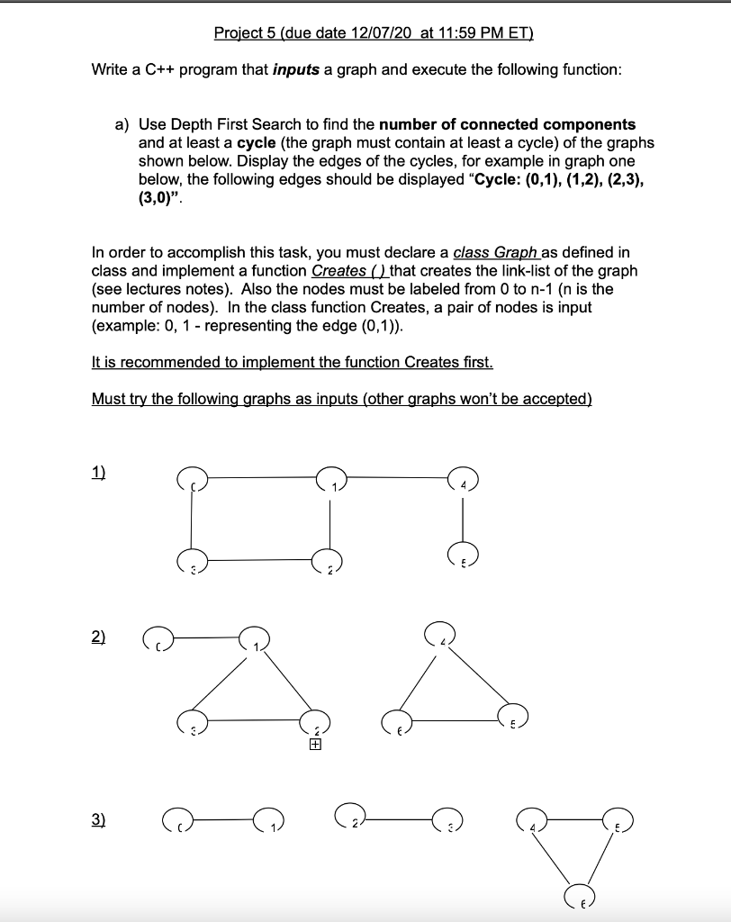 Solved Project 5 (due date 12/07/20 at 11:59 PM ET) Write a | Chegg.com