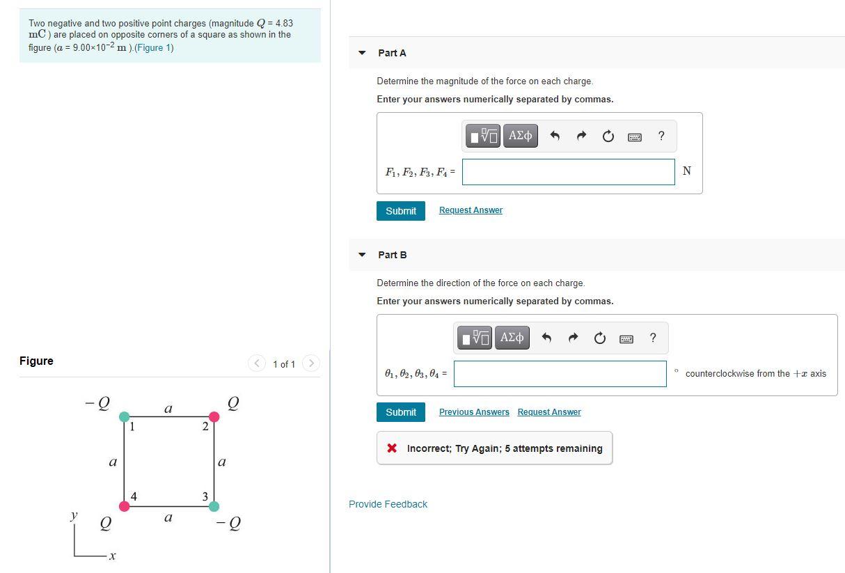 Solved Two negative and two positive point charges | Chegg.com