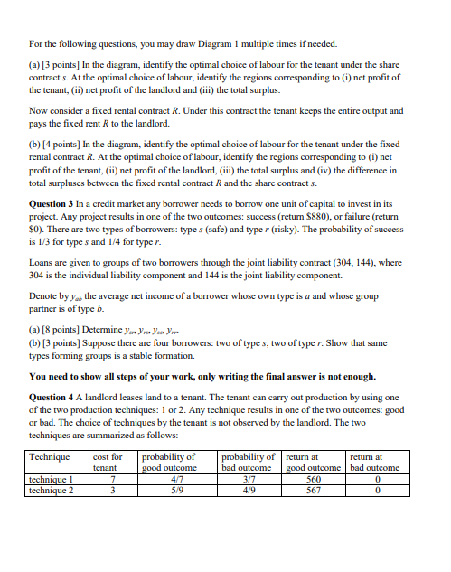 For the following questions, you may draw Diagram 1 | Chegg.com