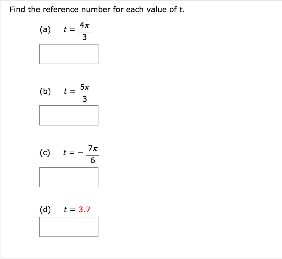 Solved Find the reference number for each value of t. 131 | Chegg.com
