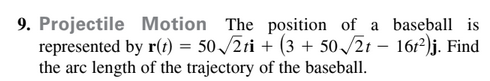 Solved 9. Projectile Motion The position of a baseball is | Chegg.com