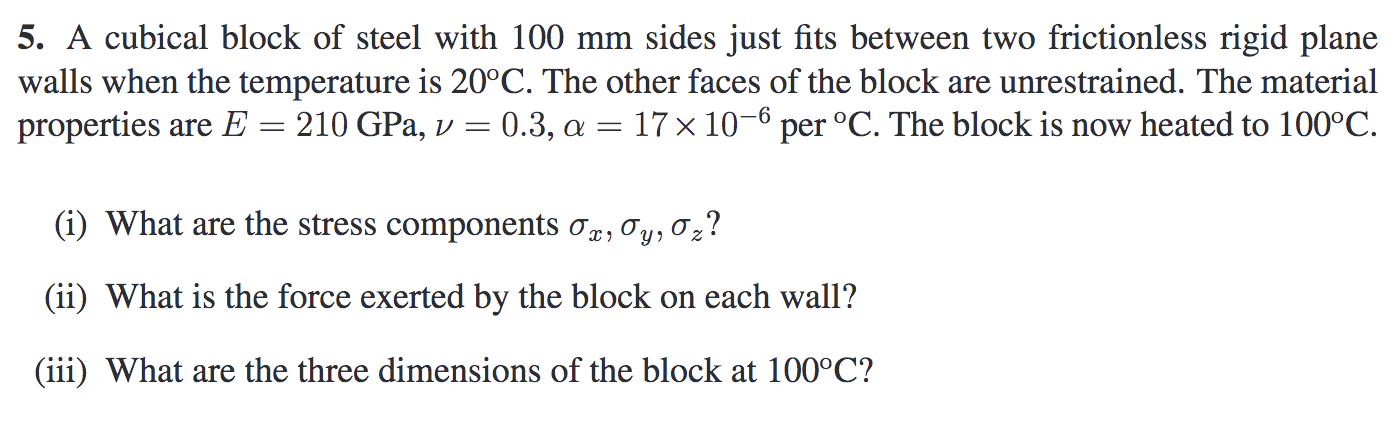 Solved 5. A cubical block of steel with 100 mm sides just | Chegg.com