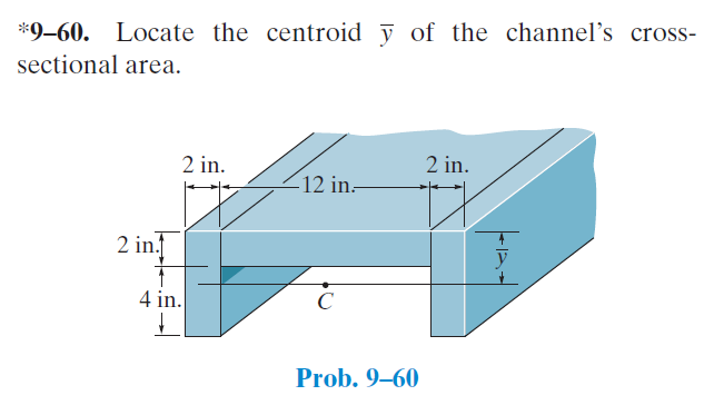 Solved *9-60. Locate the centroid y of the channel’s cross- | Chegg.com