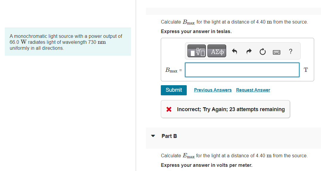 Solved A monochromatic light source with a power output of | Chegg.com
