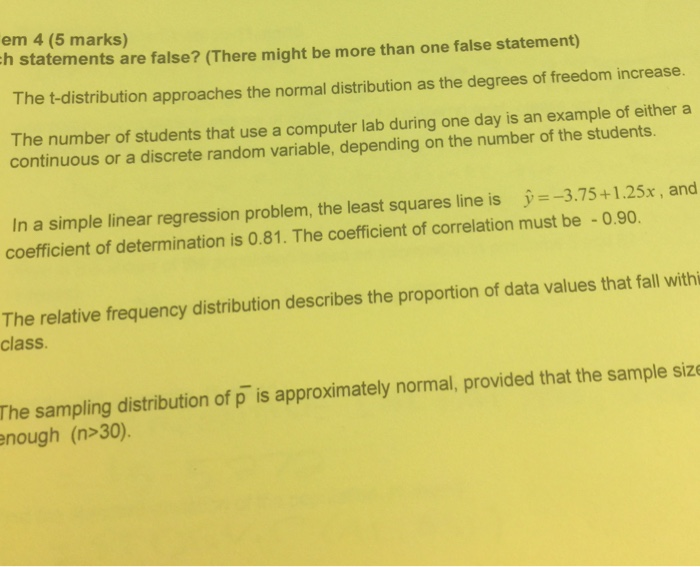 Solved em 4 (5 marks) h statements are false? (There might | Chegg.com