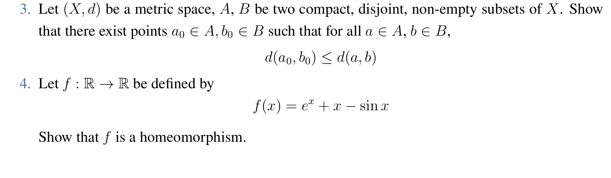 Solved Let (x,d) ﻿be a metric space, A,B ﻿be two compact, | Chegg.com