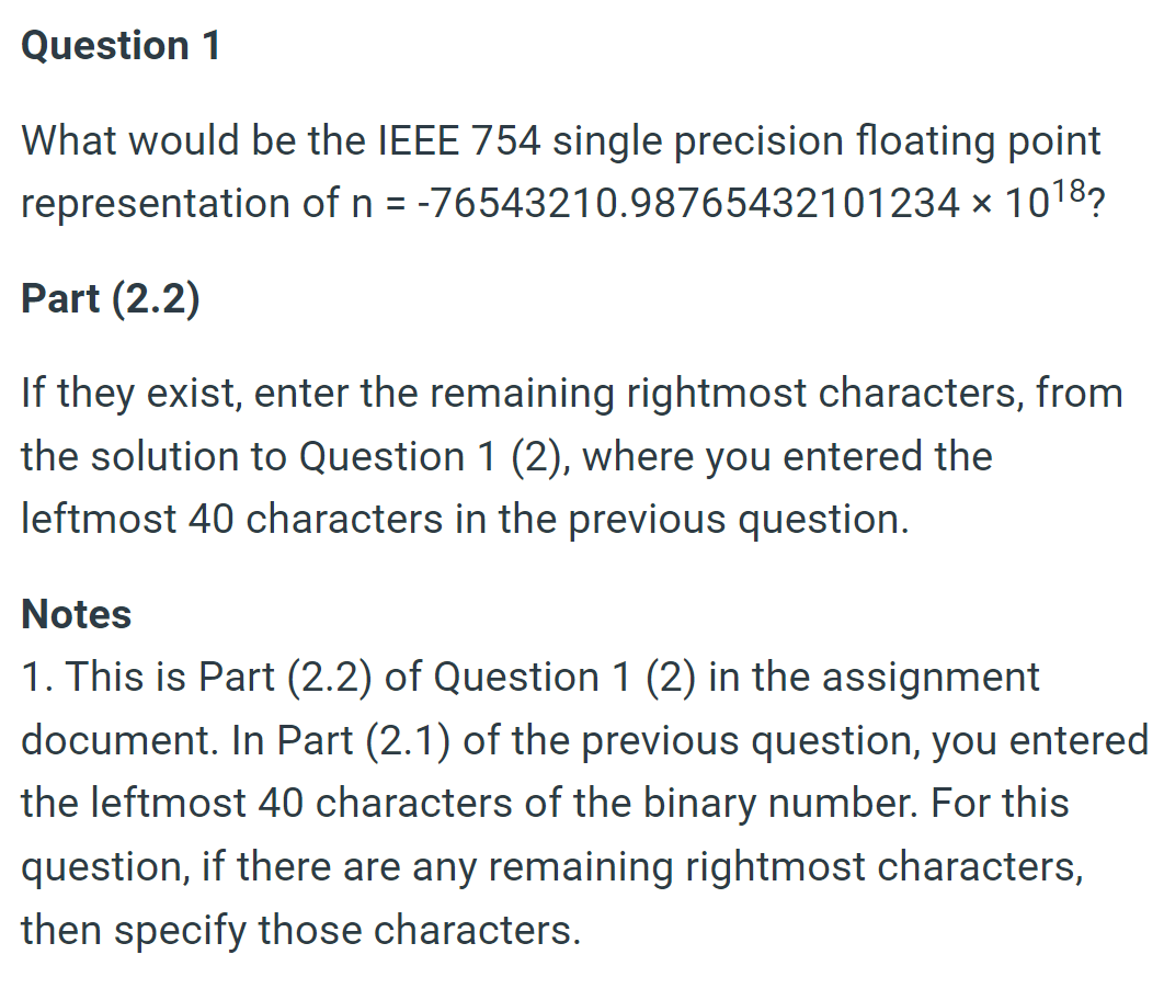 Solved Question 1 What would be the IEEE 754 single | Chegg.com