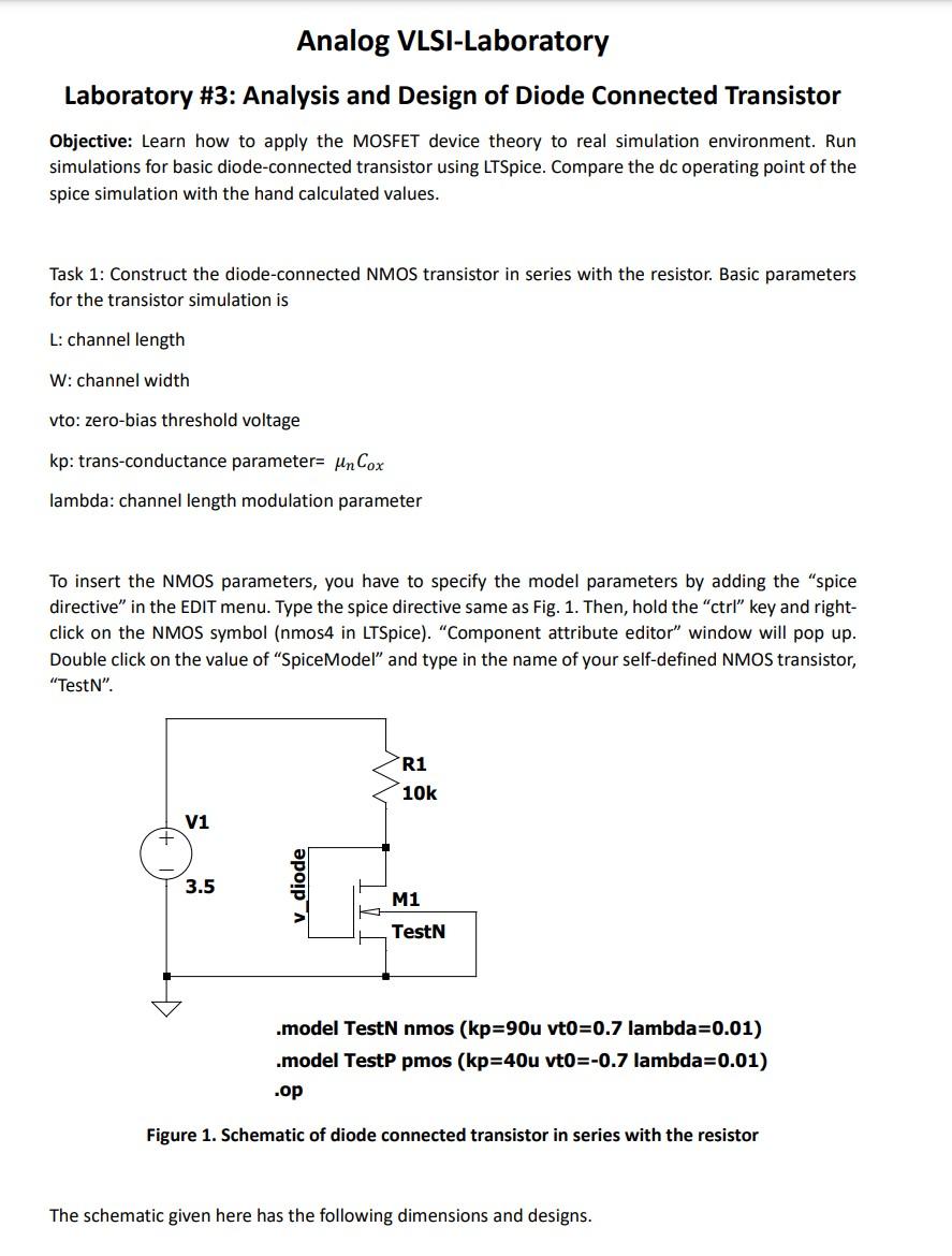 Solved Analog VLSI-Laboratory Laboratory #3: Analysis and | Chegg.com