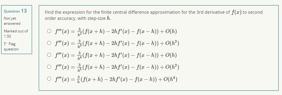 Solved Find the expression for the finite central difference | Chegg.com