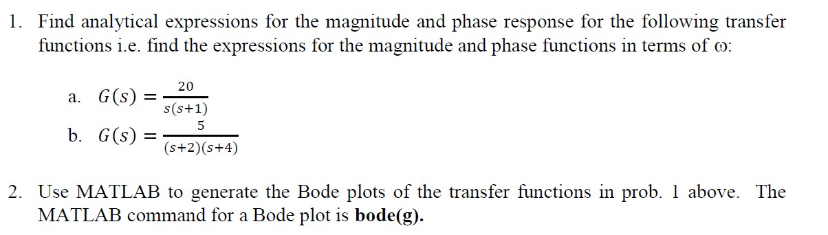 Solved 1. Find analytical expressions for the magnitude and | Chegg.com
