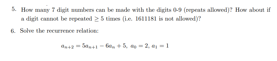 Solved 5. How many 7 digit numbers can be made with the | Chegg.com