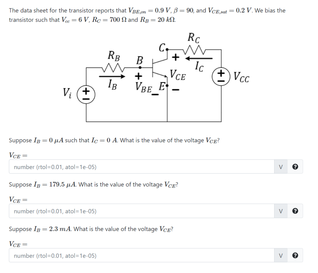The data sheet for the transistor reports that | Chegg.com
