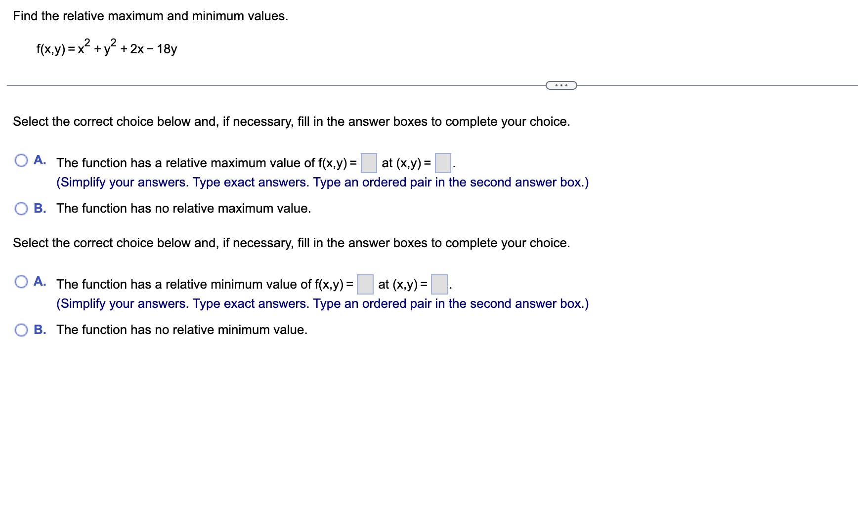 Solved Find the relative maximum and minimum values. | Chegg.com