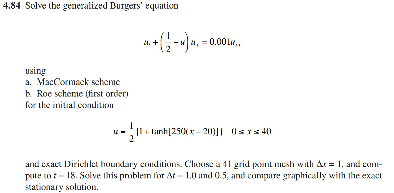 4.84 Solve the generalized Burgers' equation | Chegg.com