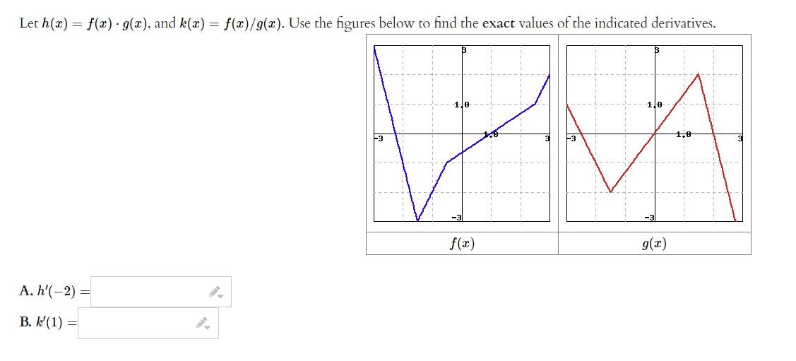 Solved Let h(x)=f(x)⋅g(x), and k(x)=f(x)/g(x). Use the | Chegg.com