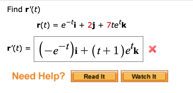 Solved Find r'(t) r(t) = e-ti + 2j + 7tek r(t) = | Chegg.com