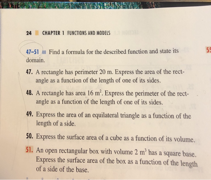 Solved 24 CHAPTER 1 FUNCTIONS AND MODELS 47-51 IlI Find a | Chegg.com