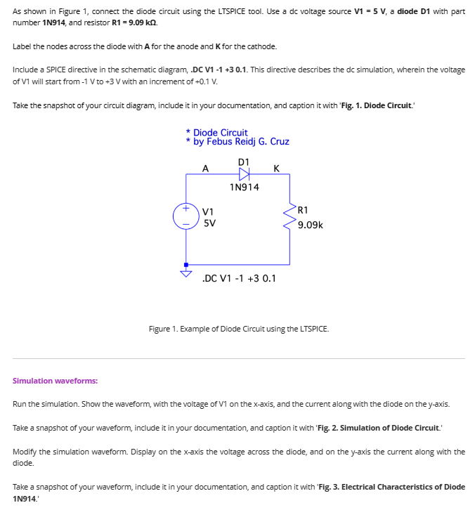 Solved As shown in Figure 1, connect the diode circuit using | Chegg.com