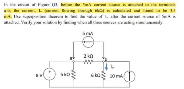 Solved In the circuit of Figure Q3, before the 5mA current | Chegg.com