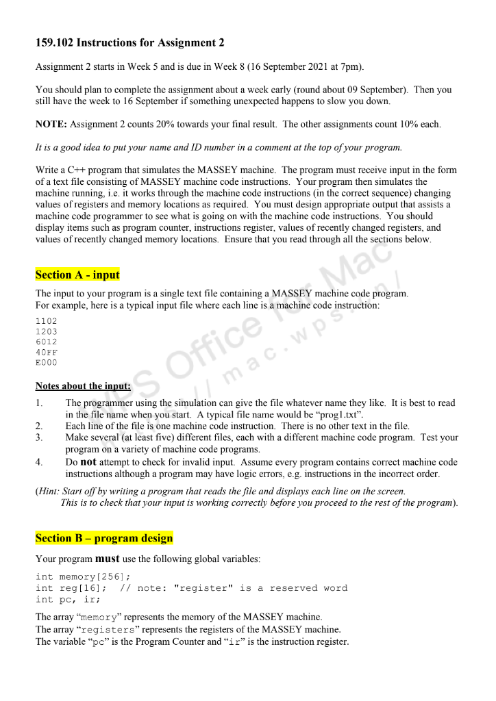 159.102 Instructions for Assignment 2 Assignment 2 | Chegg.com