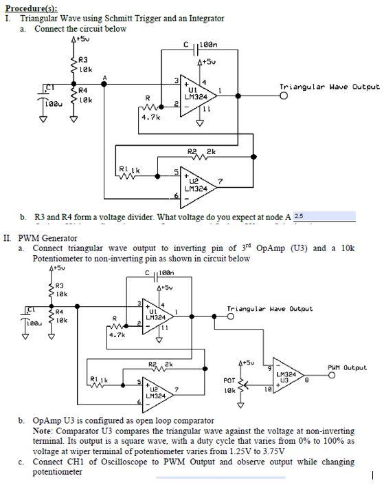 Procedure(s): 1 Triangular Wave using Schmitt Trigger | Chegg.com