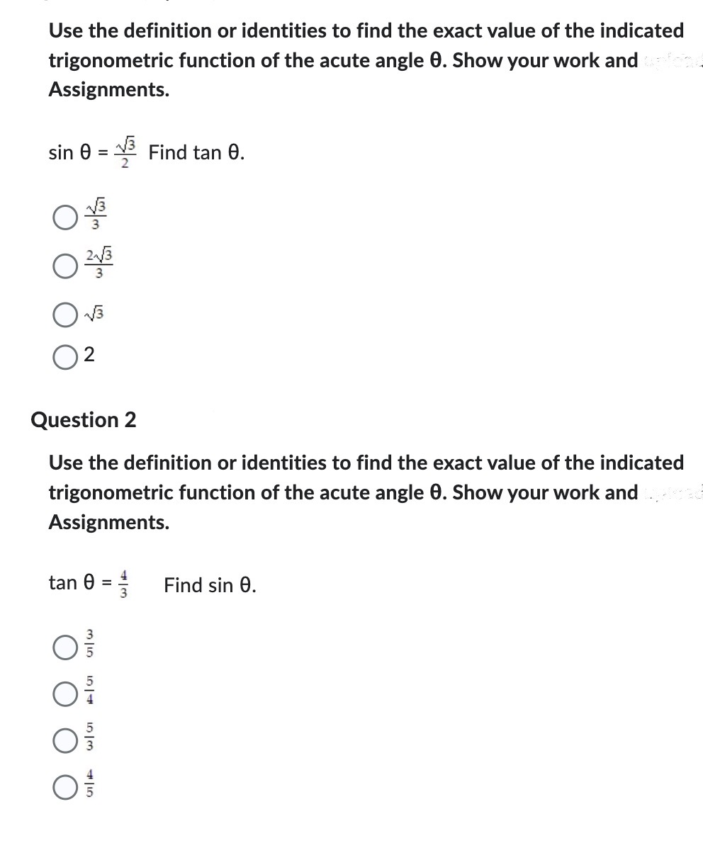 Solved Use the definition or identities to find the exact | Chegg.com