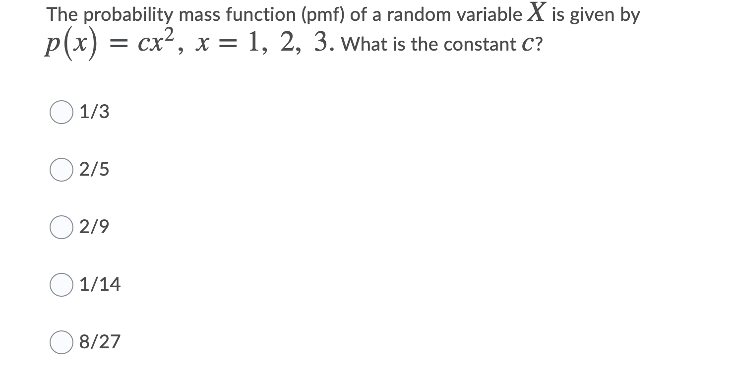 Solved The probability mass function (pmf) of a random | Chegg.com