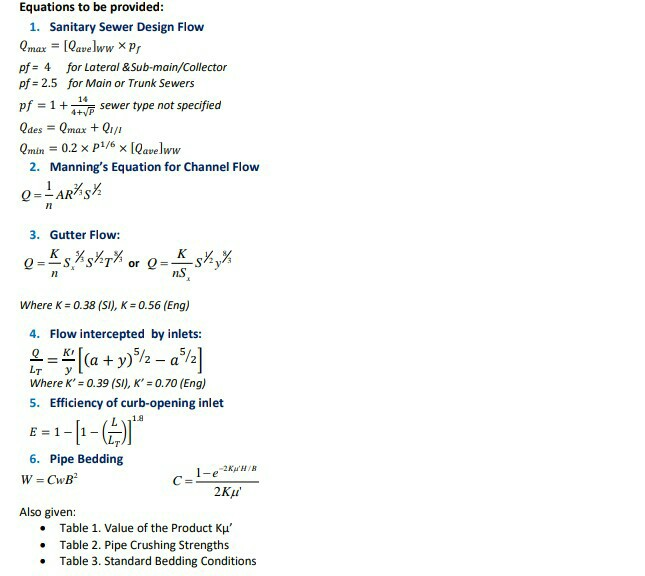 Solved 2. SEWER DESIGN: Diameter, slope, invert elevations A | Chegg.com
