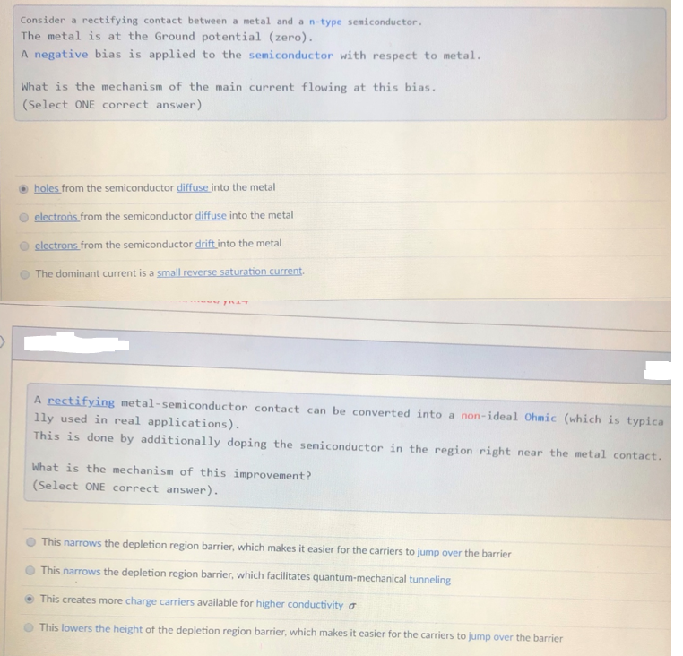 Solved Consider a rectifying contact between a metal and a | Chegg.com