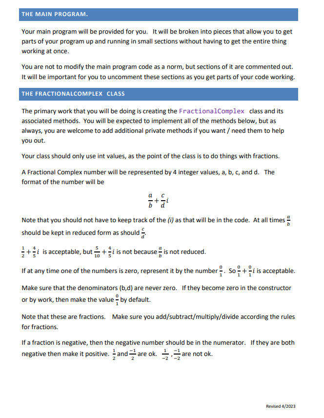 Solved bˉ Q +dc CS132 - PROGRAMMING ASSIGNMENT FRACTIONS | Chegg.com
