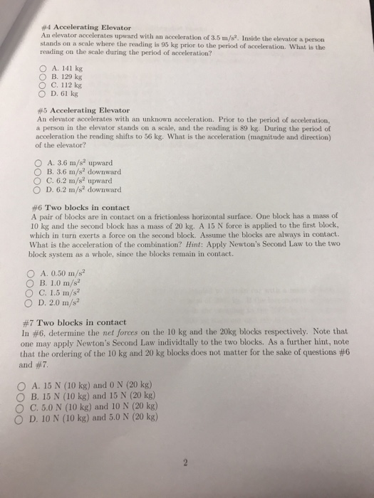Solved #4 Accelerating Elevator An elevator accelerates | Chegg.com