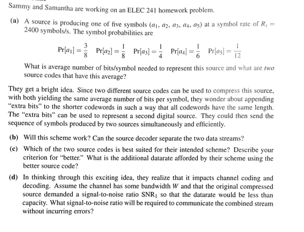 Solved Sammy and Samantha are working on an ELEC 241 | Chegg.com