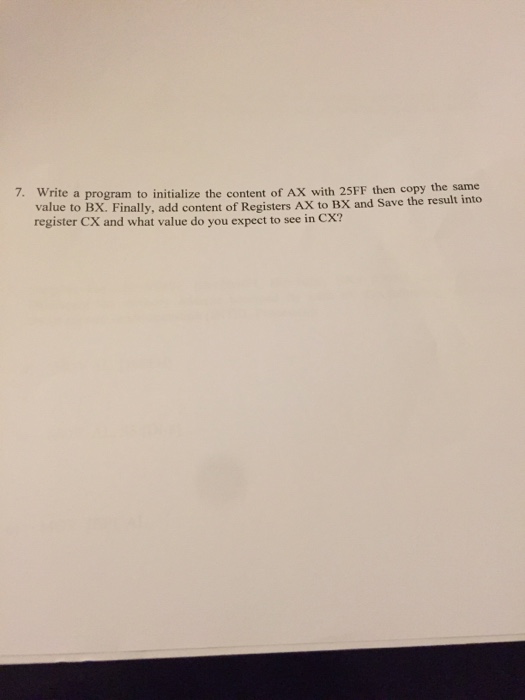 Solved Write a program to initialize the content of Ax with | Chegg.com