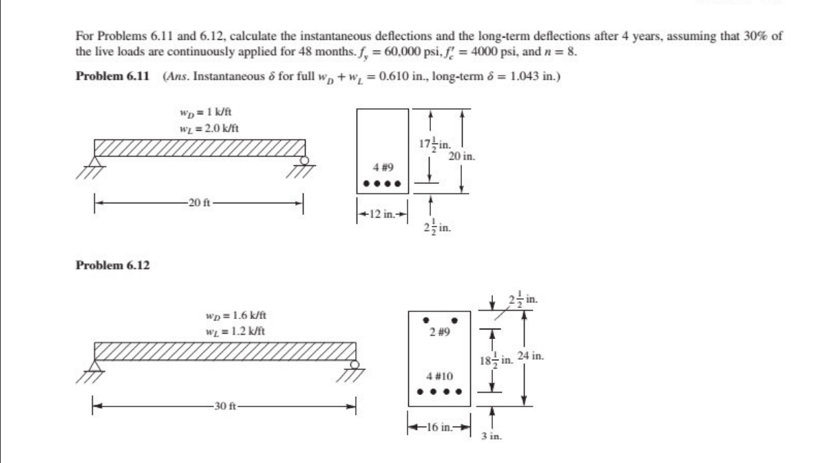 Solved For Problems 6.11 and 6.12, calculate the | Chegg.com