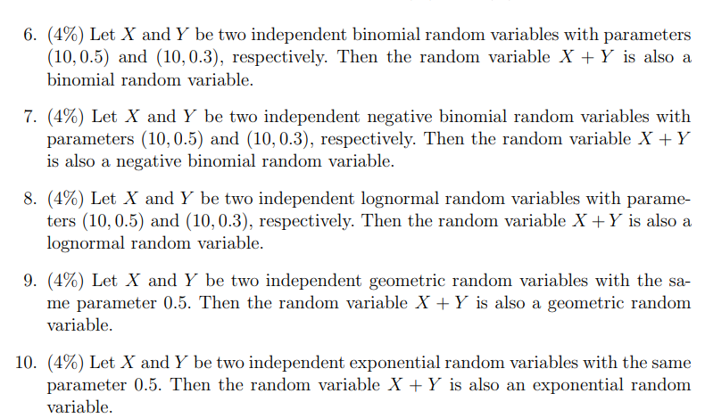 Solved 6. (4%) Let X and Y be two independent binomial | Chegg.com