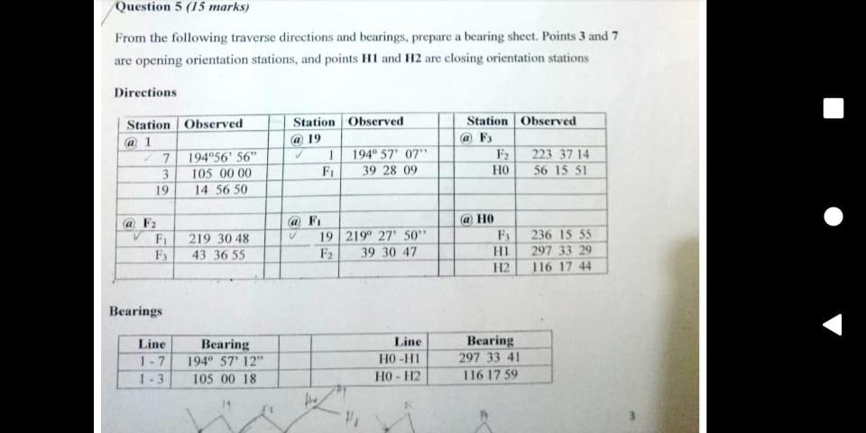 Question 5 (15 marks) From the following traverse | Chegg.com